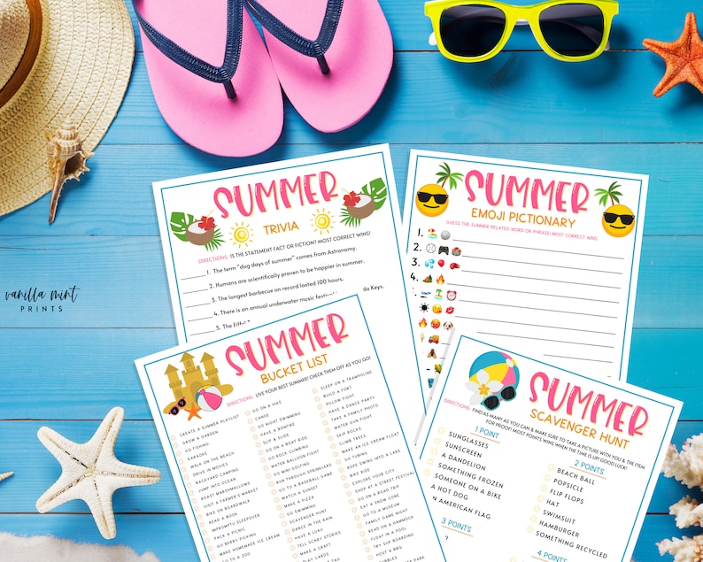 Summer 10 Game BUNDLE Printable Summertime Games Party - Etsy