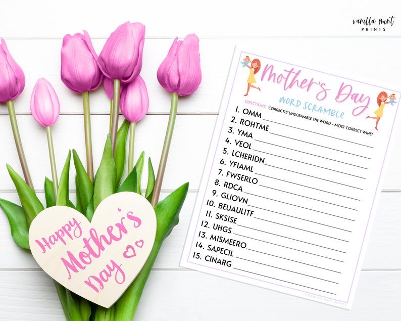Mother's Day Word Scramble Game | Mothers Day Trivia Games | Word ...