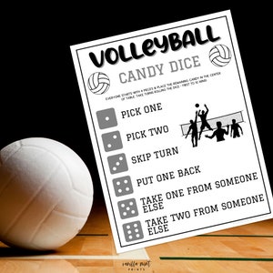 Volleyball Candy Dice Game | Printable Volleyball Team Party Games ...