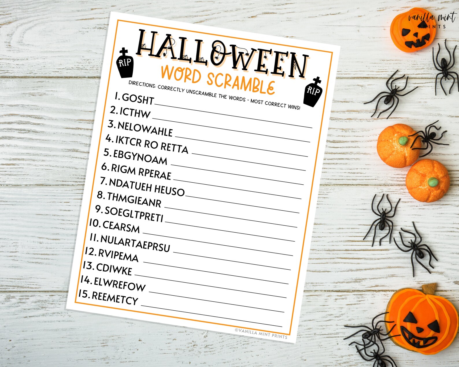 Halloween Word Scramble Game Halloween Printable Games | Etsy
