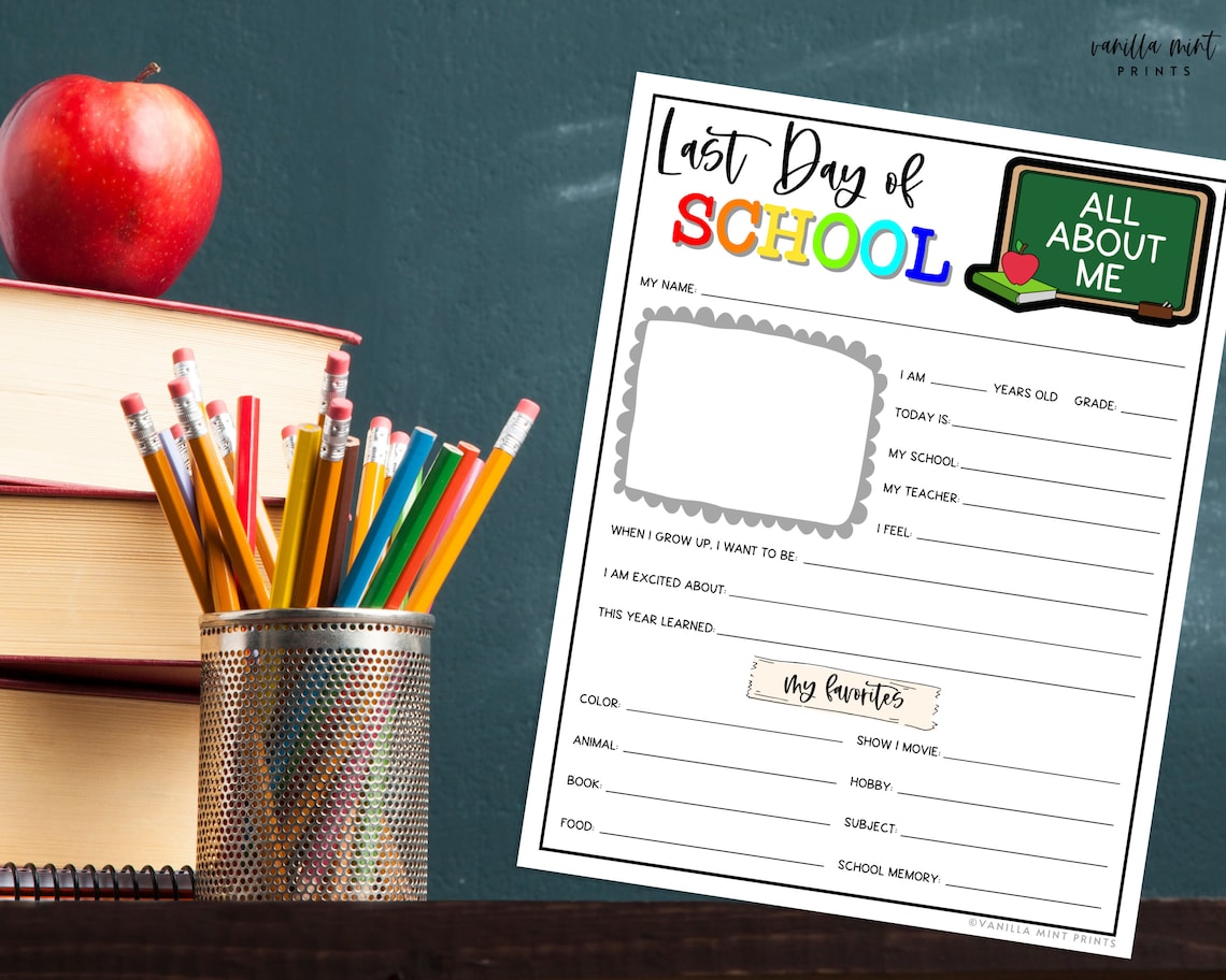 End of School Questionnaire Last Day of School All About Me - Etsy