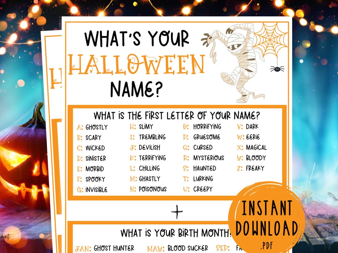 Whats Your Halloween Name Game Halloween Icebreaker Game Fun Team ...