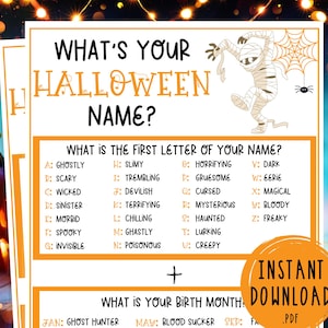 Whats Your Halloween Name Game Halloween Icebreaker Game Fun Team ...