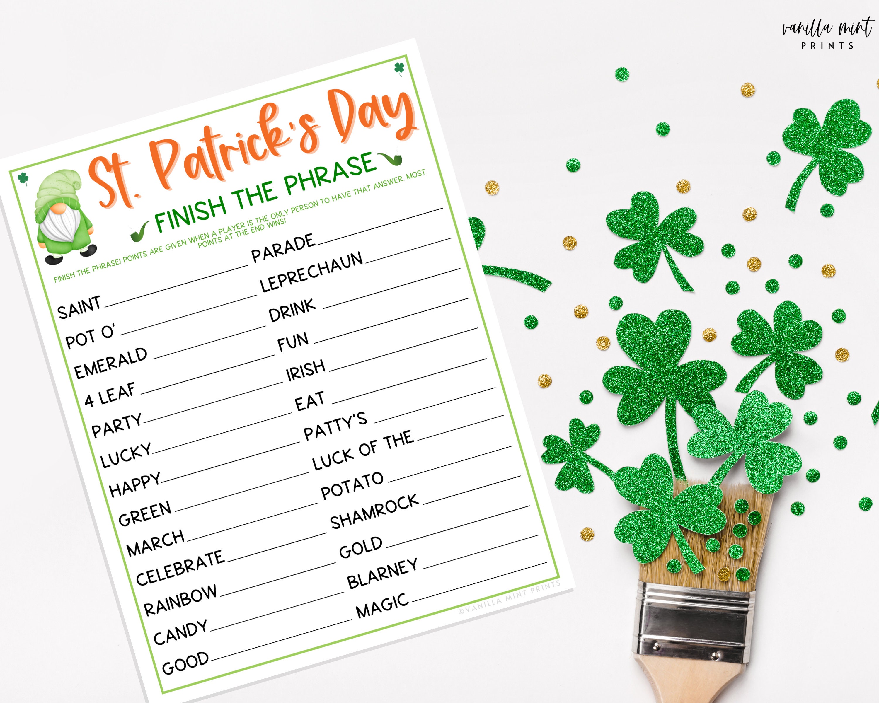 St. Patrick's Day Finish the Phrase Game Irish Fun St. | Etsy