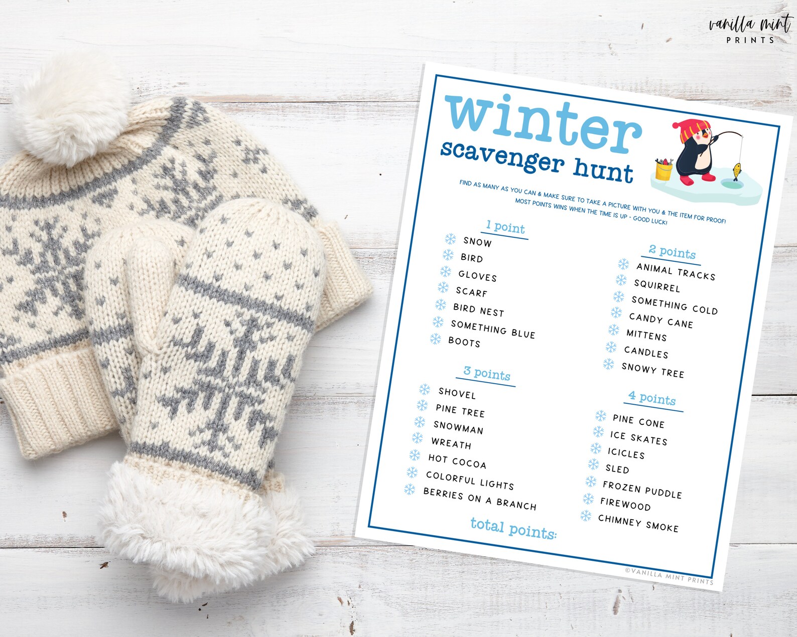 Winter Scavenger Hunt Game Fun Printable Winter Games | Etsy