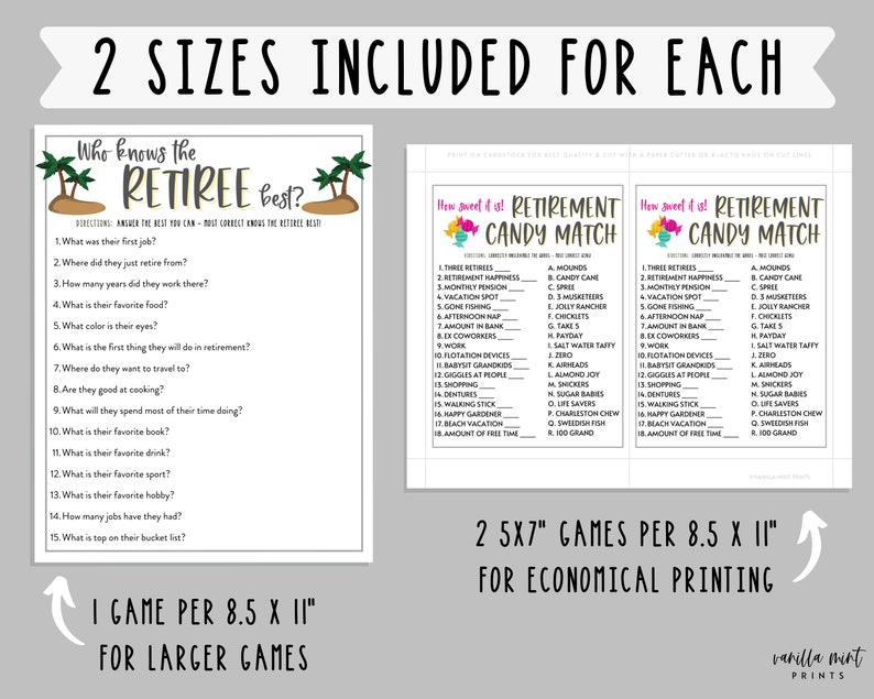 Retirement Party Games Retirement 2 Game Bundle Fun - Etsy