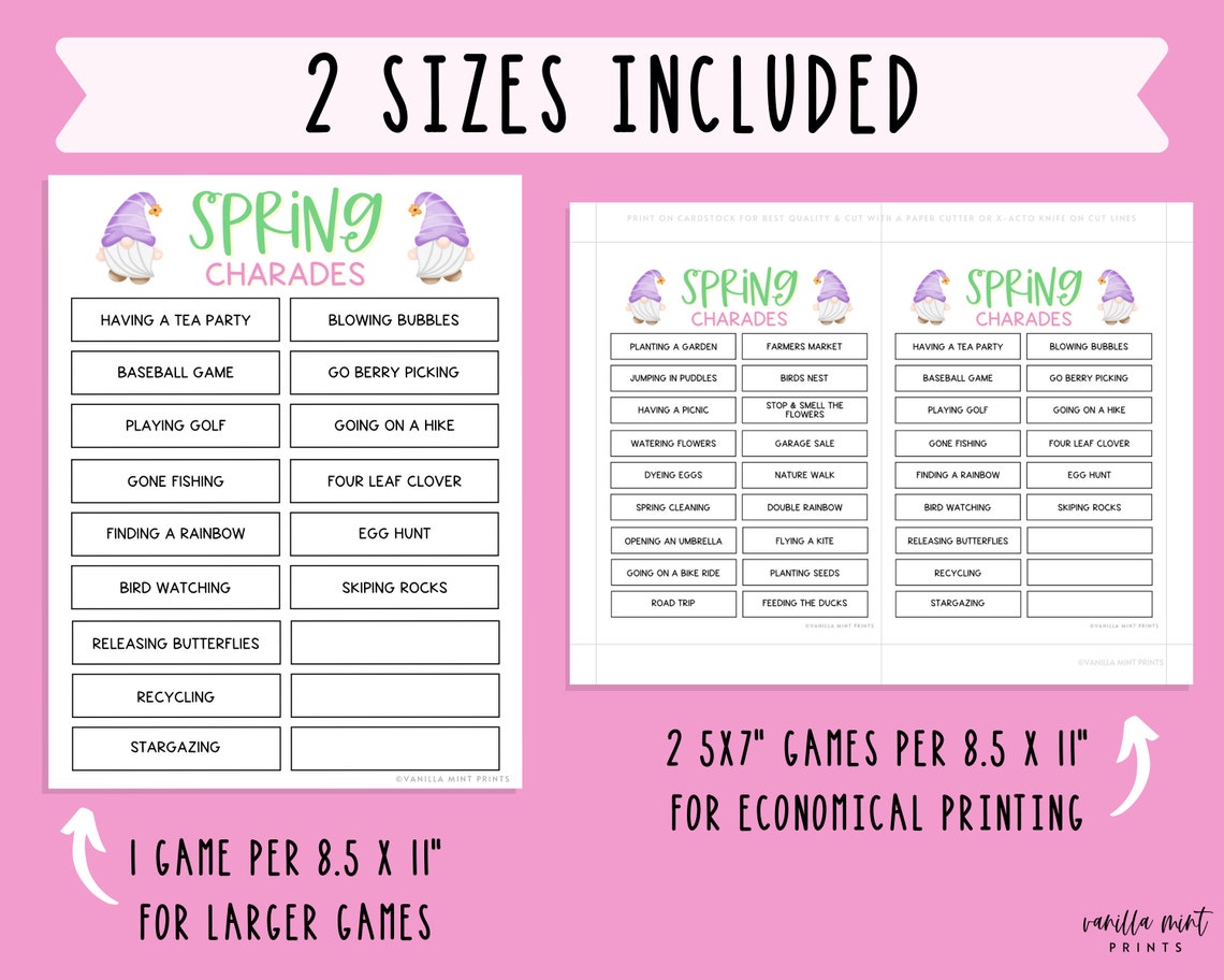 Spring Charades Printable Springtime Games Party Games - Etsy