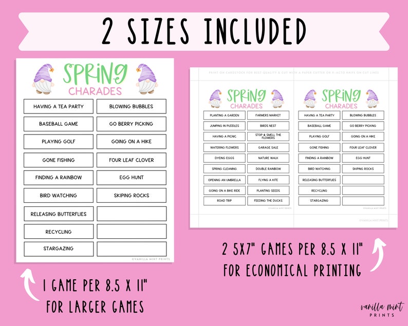 Spring Charades Printable Springtime Games Party Games - Etsy