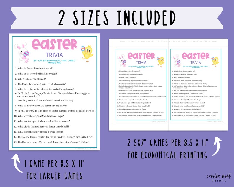 Easter Trivia Game Printable Easter Games Party Games | Etsy