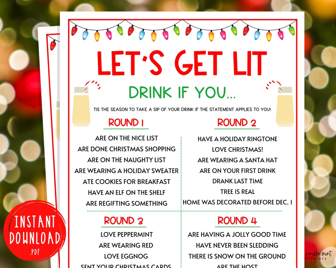 Christmas Drink If Game | Let's Get Lit Xmas Drinking Games | Fun ...