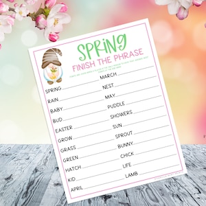 Spring Finish the Phrase | Printable Springtime Games | Party Games ...