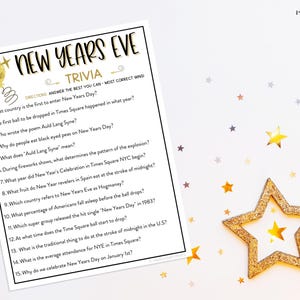 New Years Eve Trivia Game New Years Printable Games New Years Eve Party ...