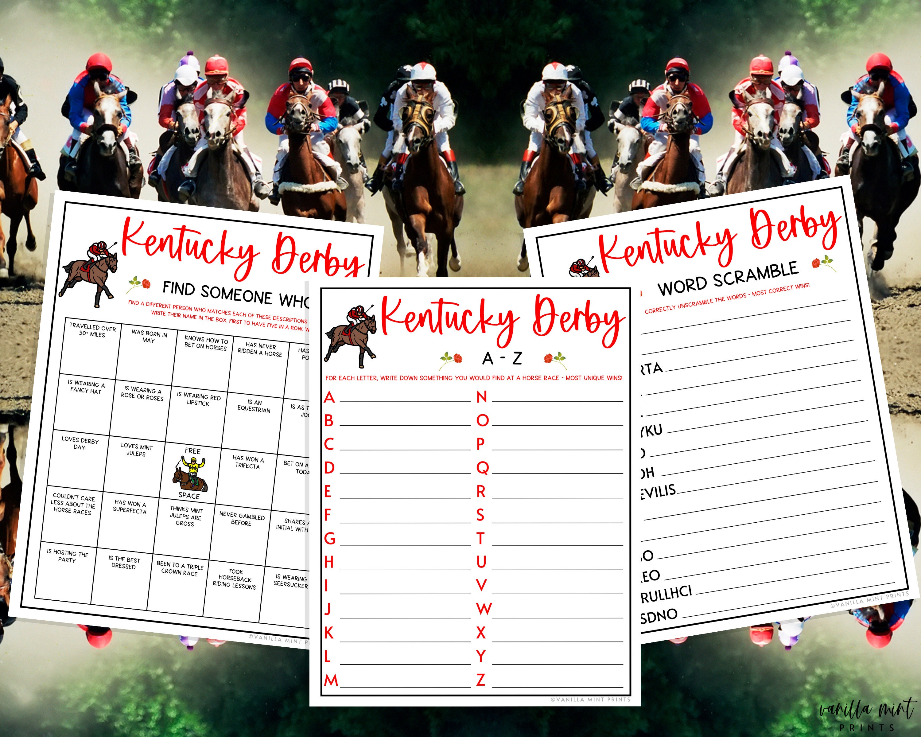 Kentucky Derby 10 Game BUNDLE Volume 1 Ten Horse Race Party - Etsy