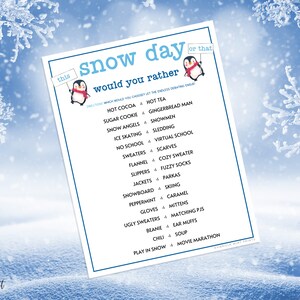 Snow Day This or That Game | Fun Printable Winter Game | Wintertime ...