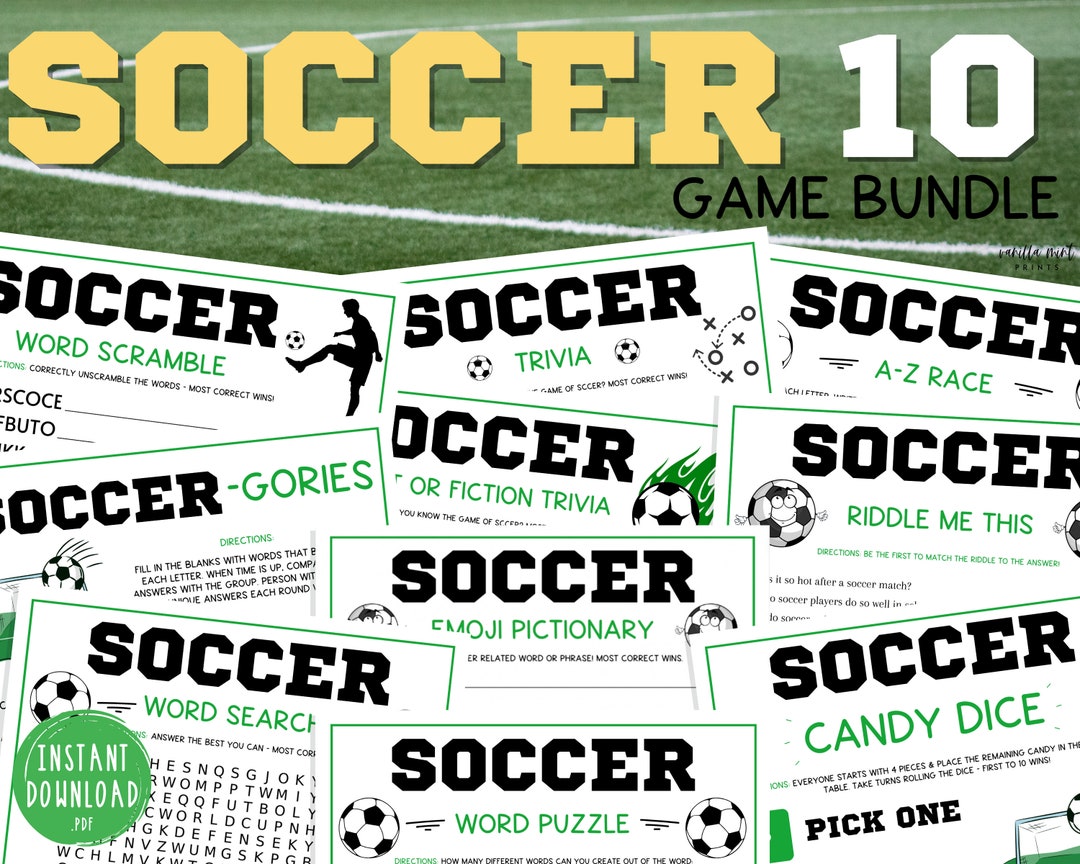 Soccer 10 Game BUNDLE | Printable Soccer Team Party Games | Futbol ...