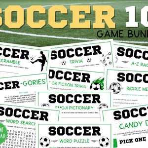 Soccer 10 Game BUNDLE | Printable Soccer Team Party Games | Futbol ...