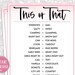 PINK Adult Birthday Party Games Birthday This or That Party Game Fun ...