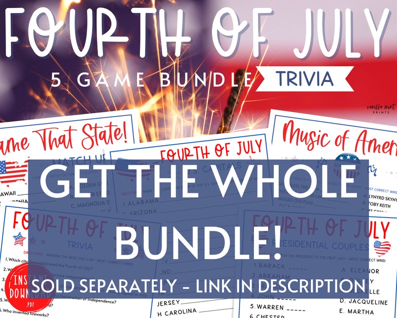 Fourth of July Trivia Game 4th of July Printable Party Games - Etsy