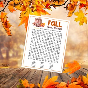 Fall Word Search | Printable Autumn Party Games | Fall Time Activities ...