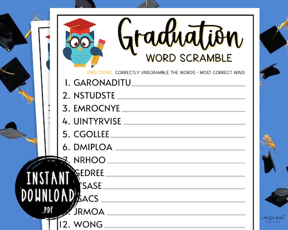 Graduation Games Word Scramble Fun Graduation Party Games | Etsy