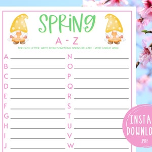 Spring A - Z Word Puzzle | Printable Springtime Games | Party Games ...
