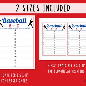 Baseball A to Z Word Game | Printable Baseball Team Party Games | MLB ...