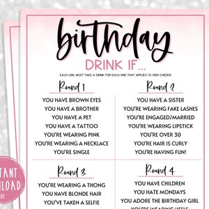 PINK Adult Birthday Party Games | Birthday Drink If Party Game | Fun ...