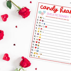 Valentine's Day Candy Hearts Emoji Pictionary Game | Fun Valentine's ...