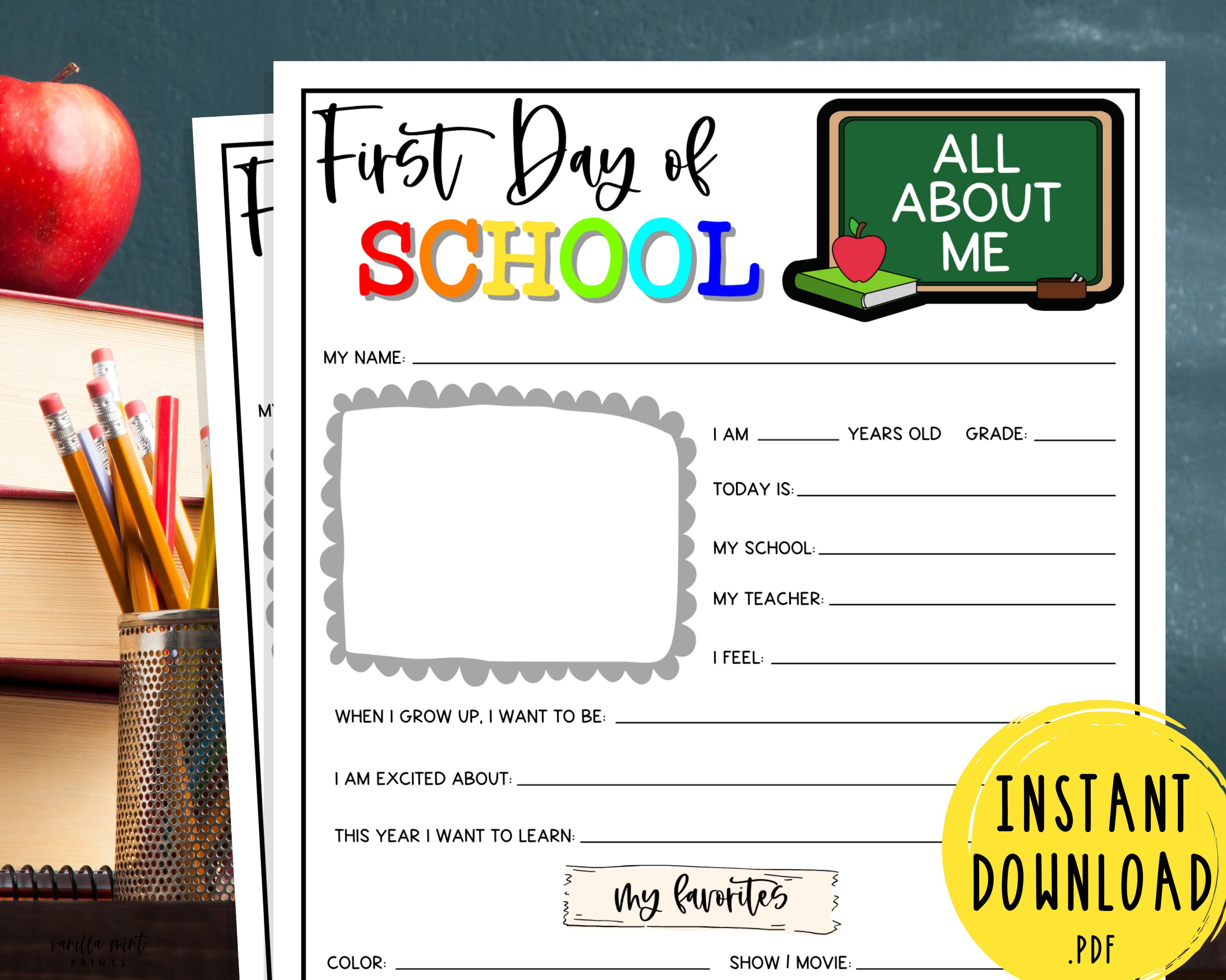 Back to School Questionnaire First Day of School All About - Etsy