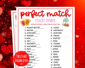 Perfect Love Food Pairs Valentine's Day Game | Valentine Printable ...