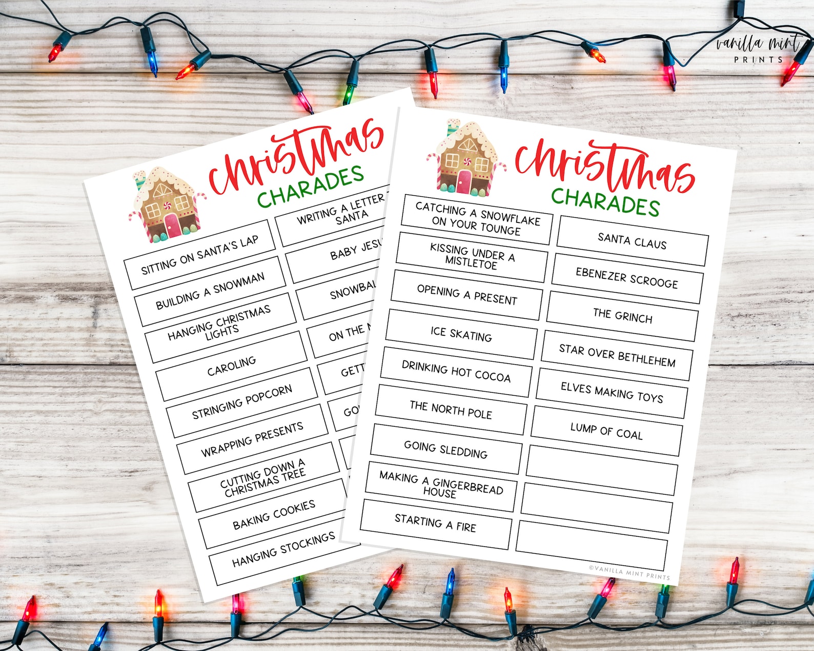 Christmas Charades Game Xmas Charades Games Fun Christmas | Etsy