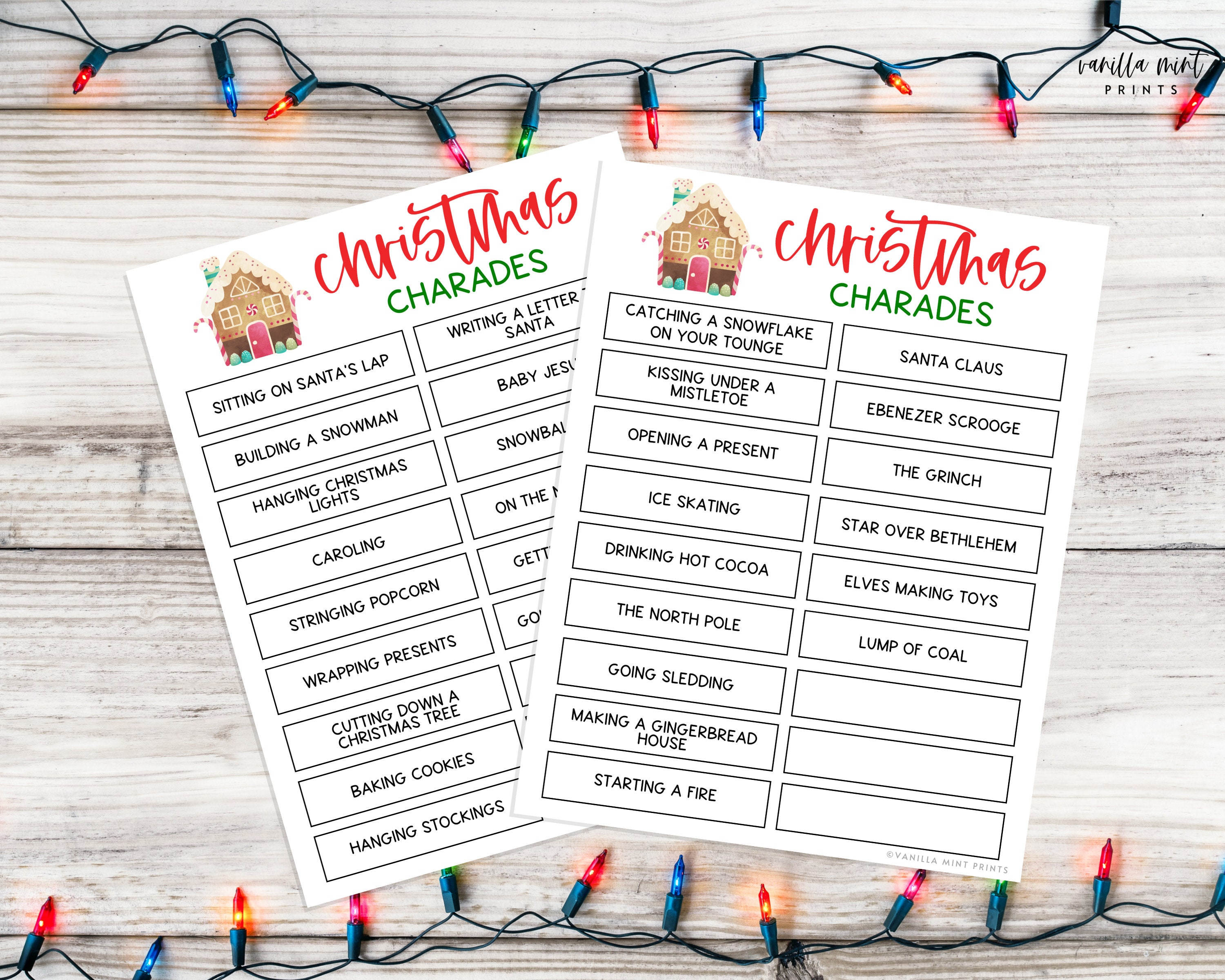 Christmas Charades Game Xmas Charades Games Fun Christmas | Etsy