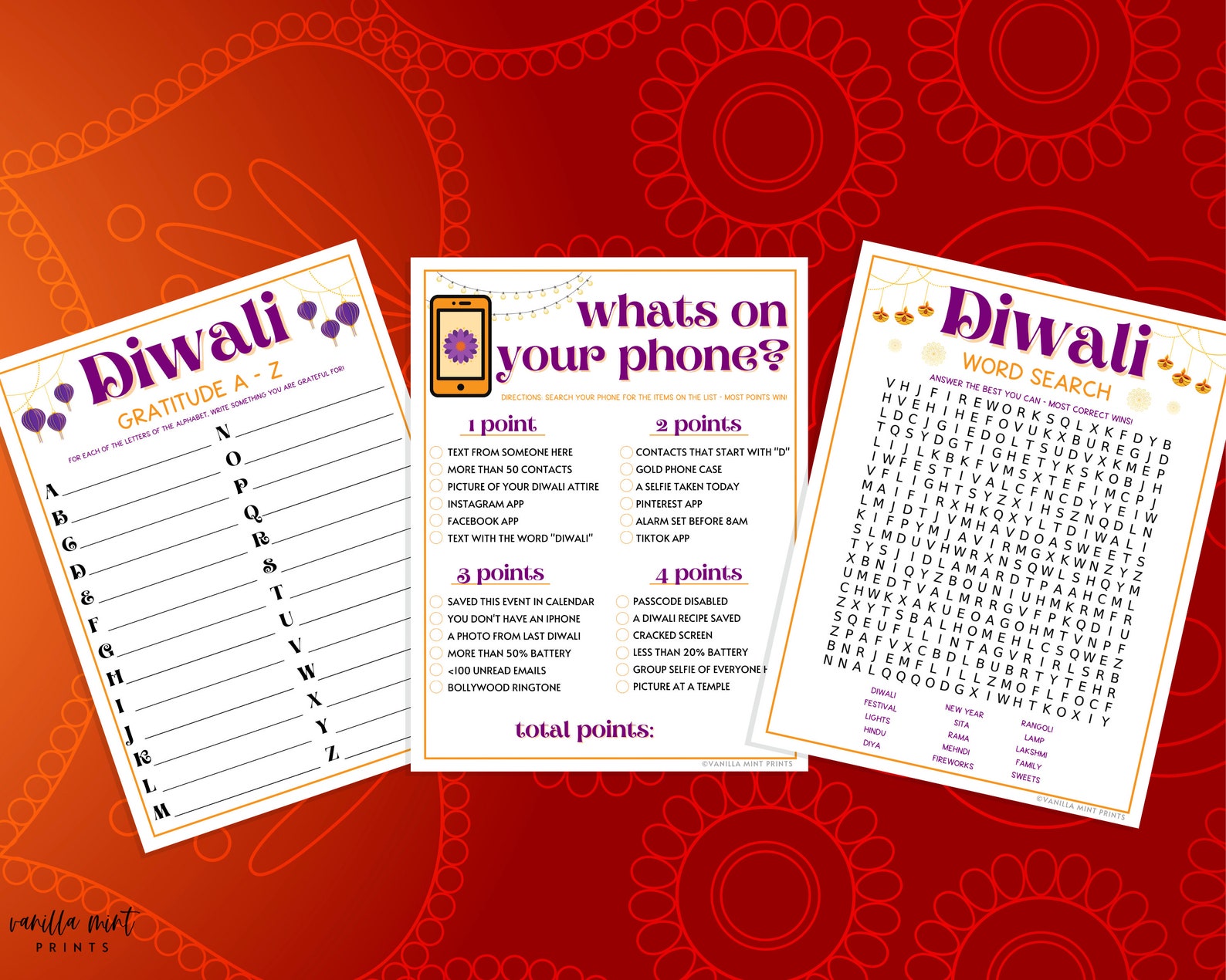 Diwali 10 Game BUNDLE Printable Festival of Lights Party - Etsy