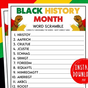 Black History Month Word Scramble Game | African American History ...