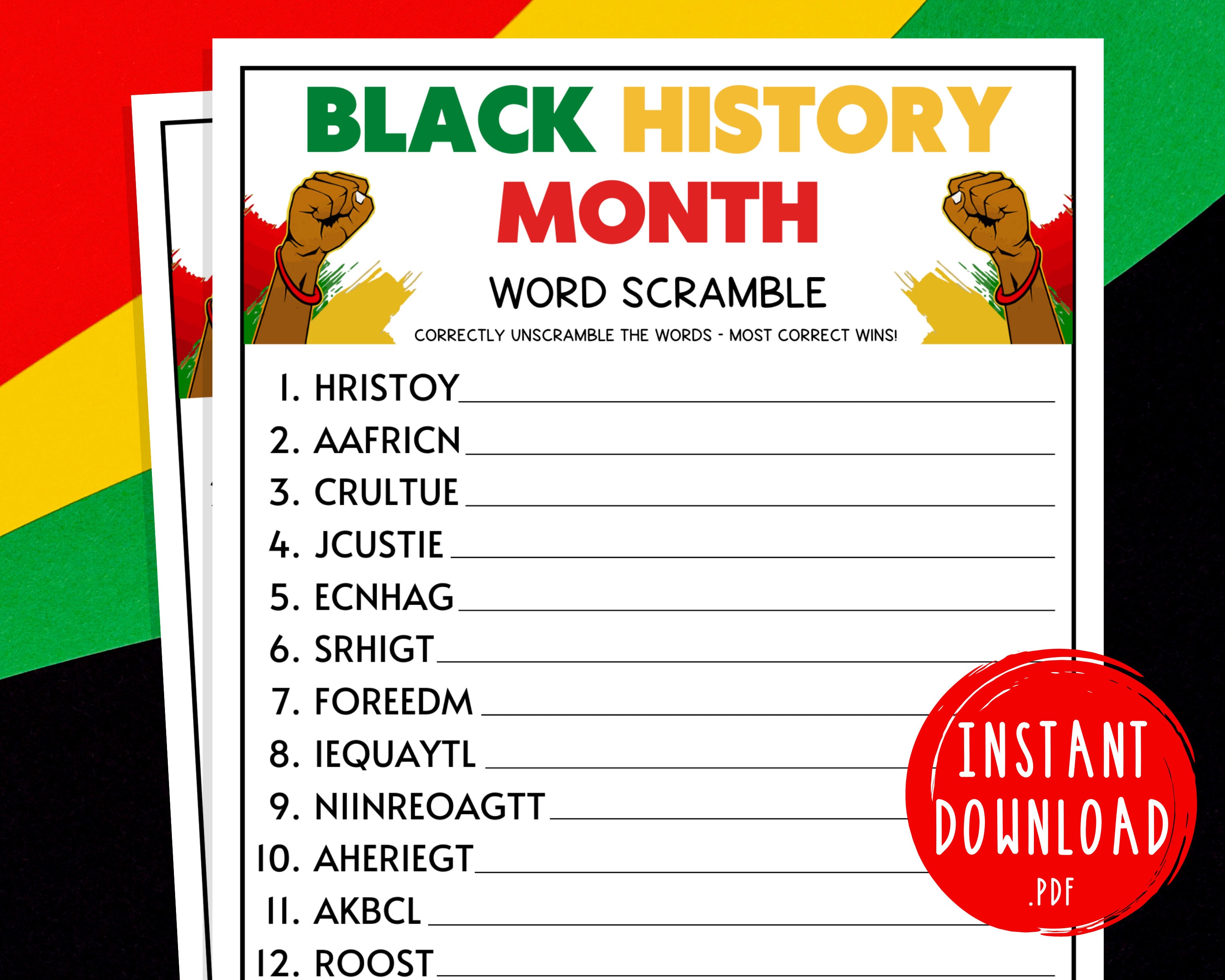 Black History Month Word Scramble Game | African American History ...