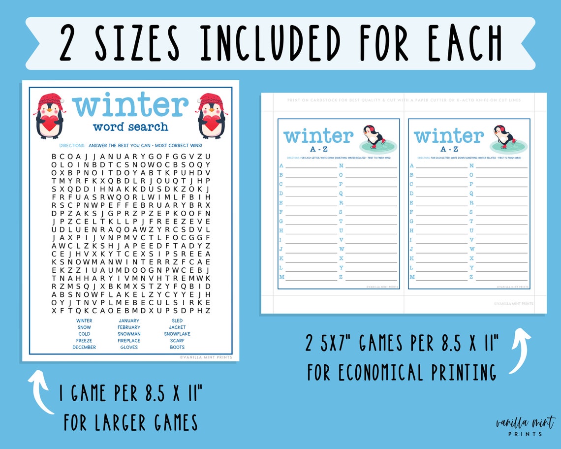 10 Winter Games BUNDLE Printable Winter Games PACK - Etsy