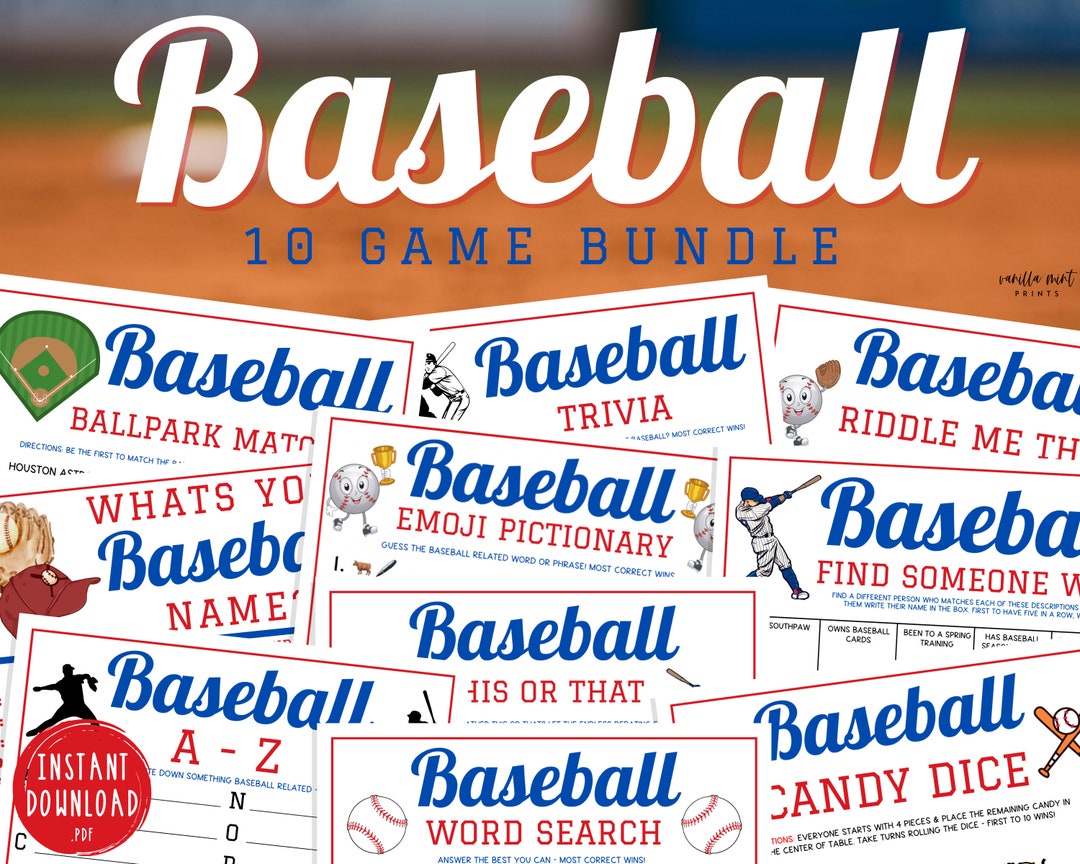 Baseball 10 Game BUNDLE | Printable Baseball Team Party Games | MLB ...
