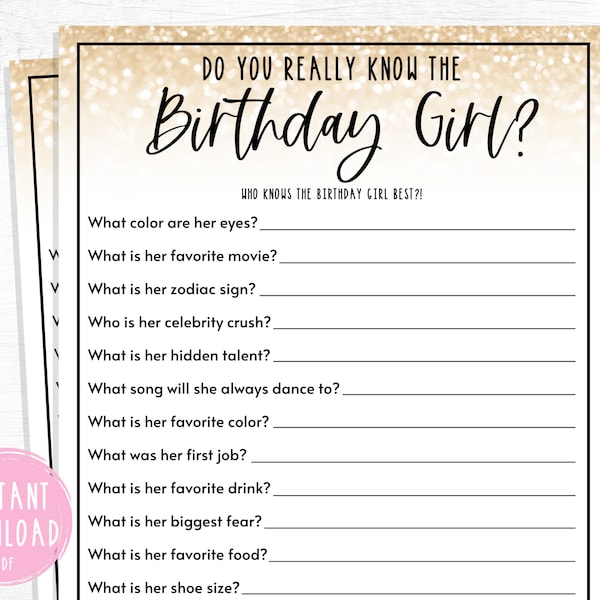 How Well Do You Know the Birthday Girl - Etsy