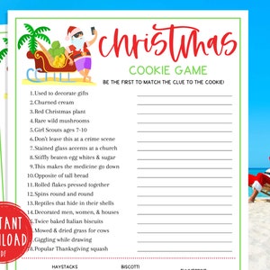 Christmas in July Cookie Match Party Game | Beach Christmas | Printable ...