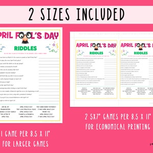 April Fool's Day Riddles Game | April Fools Party Games | Printable ...