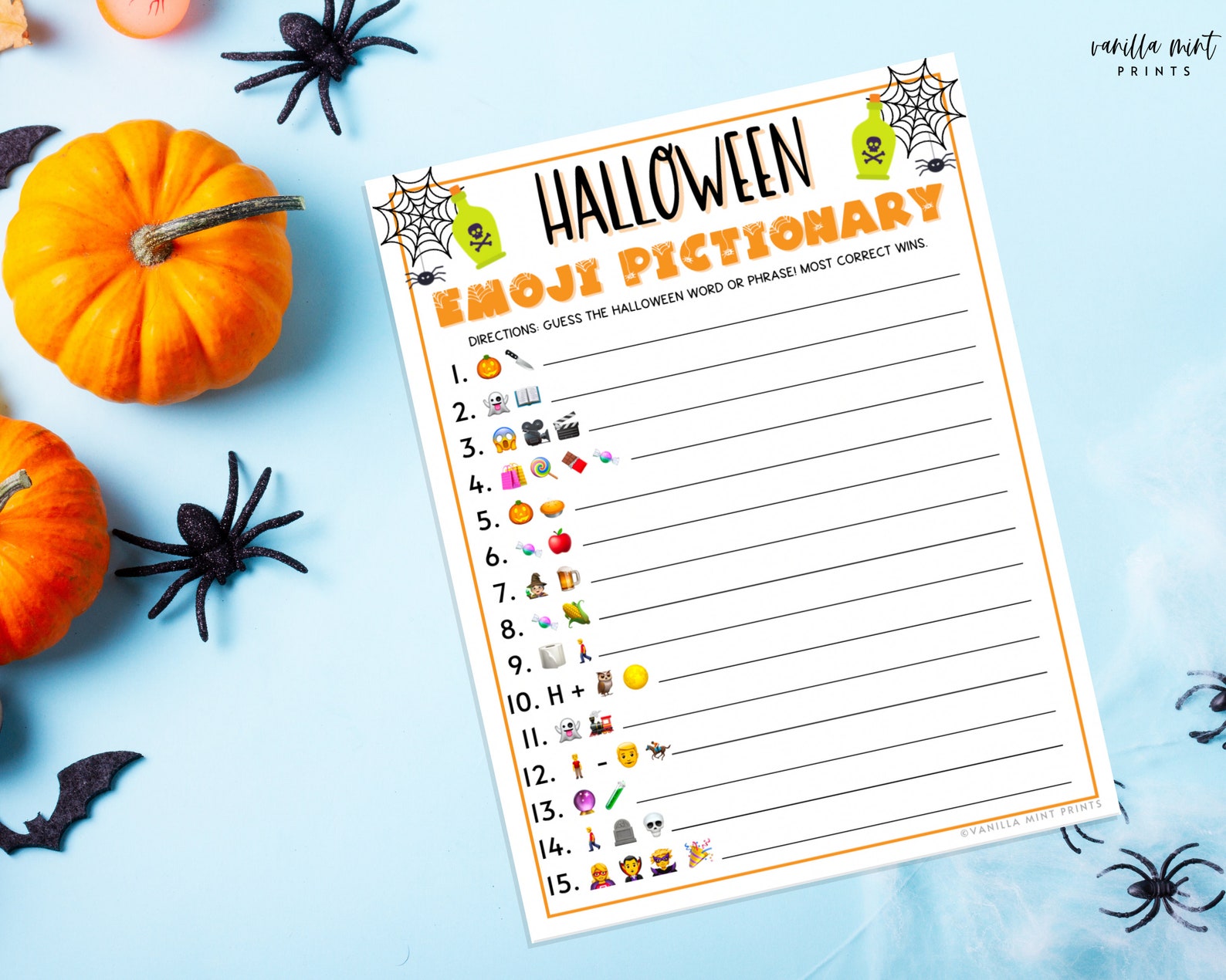 Halloween Emoji Pictionary Party Game Halloween Picture - Etsy
