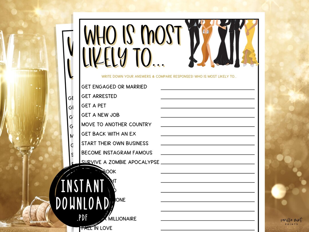 New Years Eve Who is Most Likely to Game New Years Games New Years Eve ...