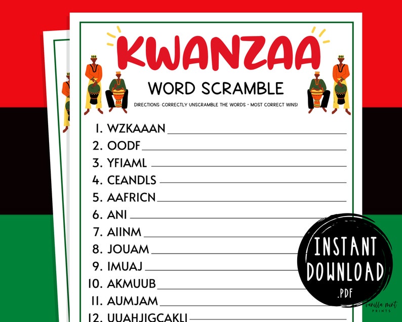 Kwanzaa Word Scramble | Printable Kwanzaa Party Games | Fun Activities ...