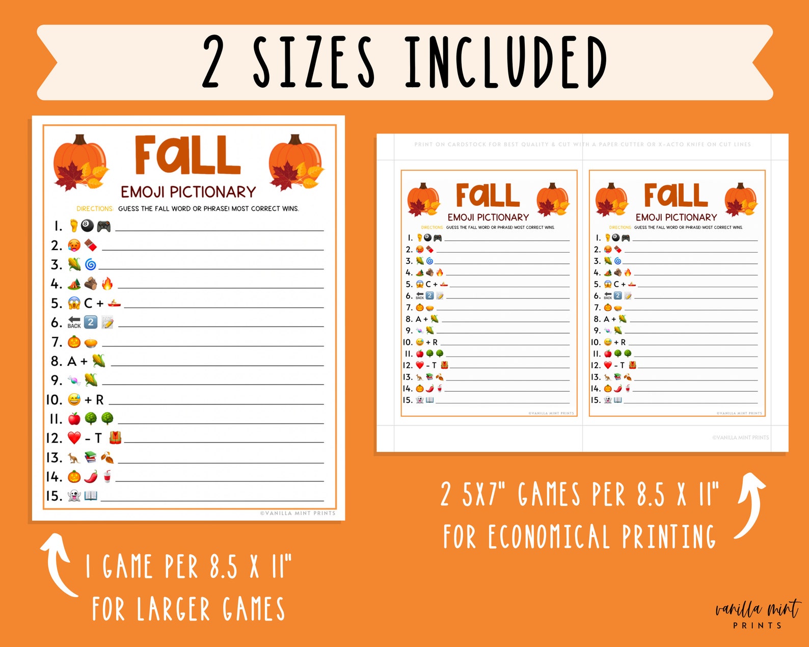 Fall Emoji Pictionary Game Printable Autumn Games Fall - Etsy