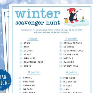 Winter Scavenger Hunt Game | Fun Printable Winter Games | Wintertime ...