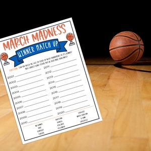 March Madness Winner Match up Game | Printable March Madness Party ...