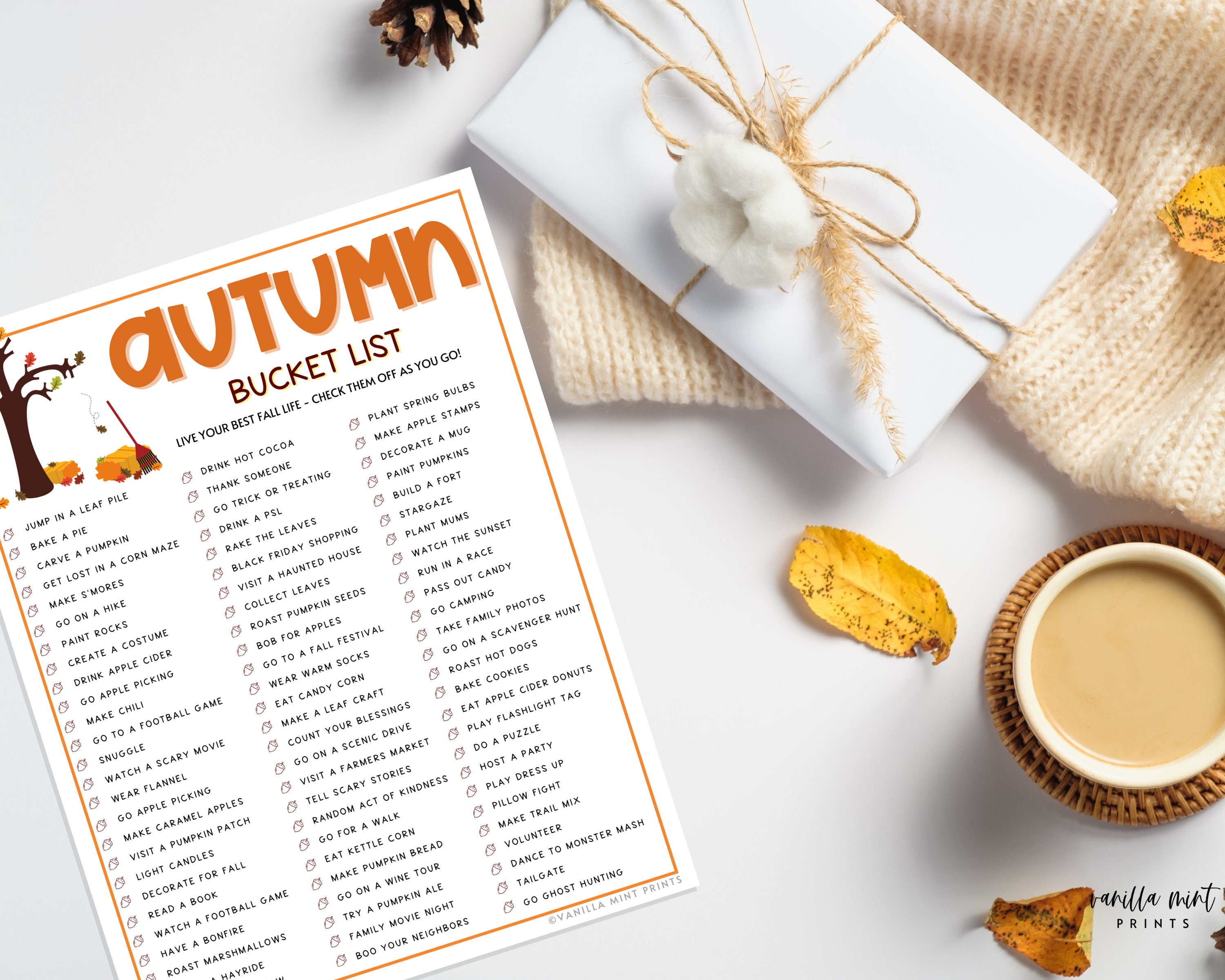 Fall Bucket List Game Printable Autumn Party Game Fall - Etsy