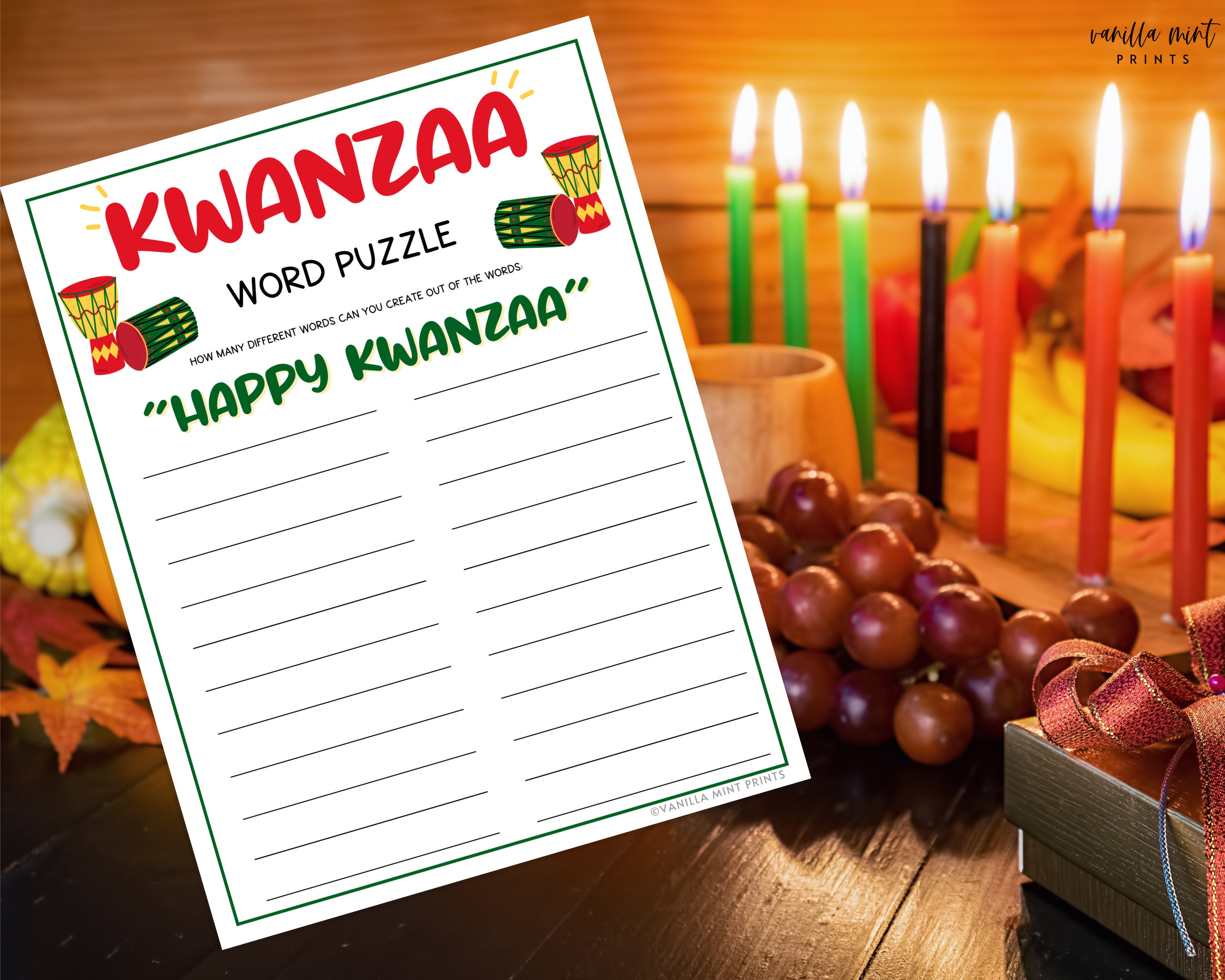 Kwanzaa Word Puzzle Printable Kwanzaa Party Games Fun - Etsy