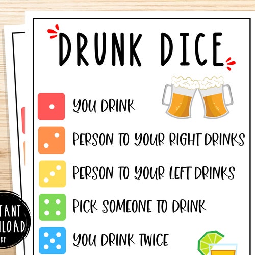 Drunk Dice Drinking Games For Adults Alcohol Game Etsy