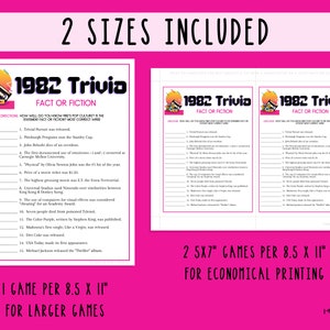 1982 Trivia 80s Pop Culture Trivia Fact or Fiction 40th Birthday Back ...